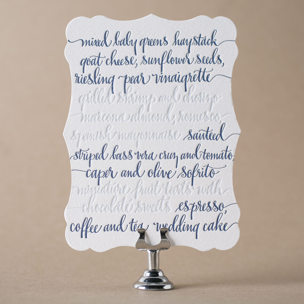Letterpress Menus + menu etiquette