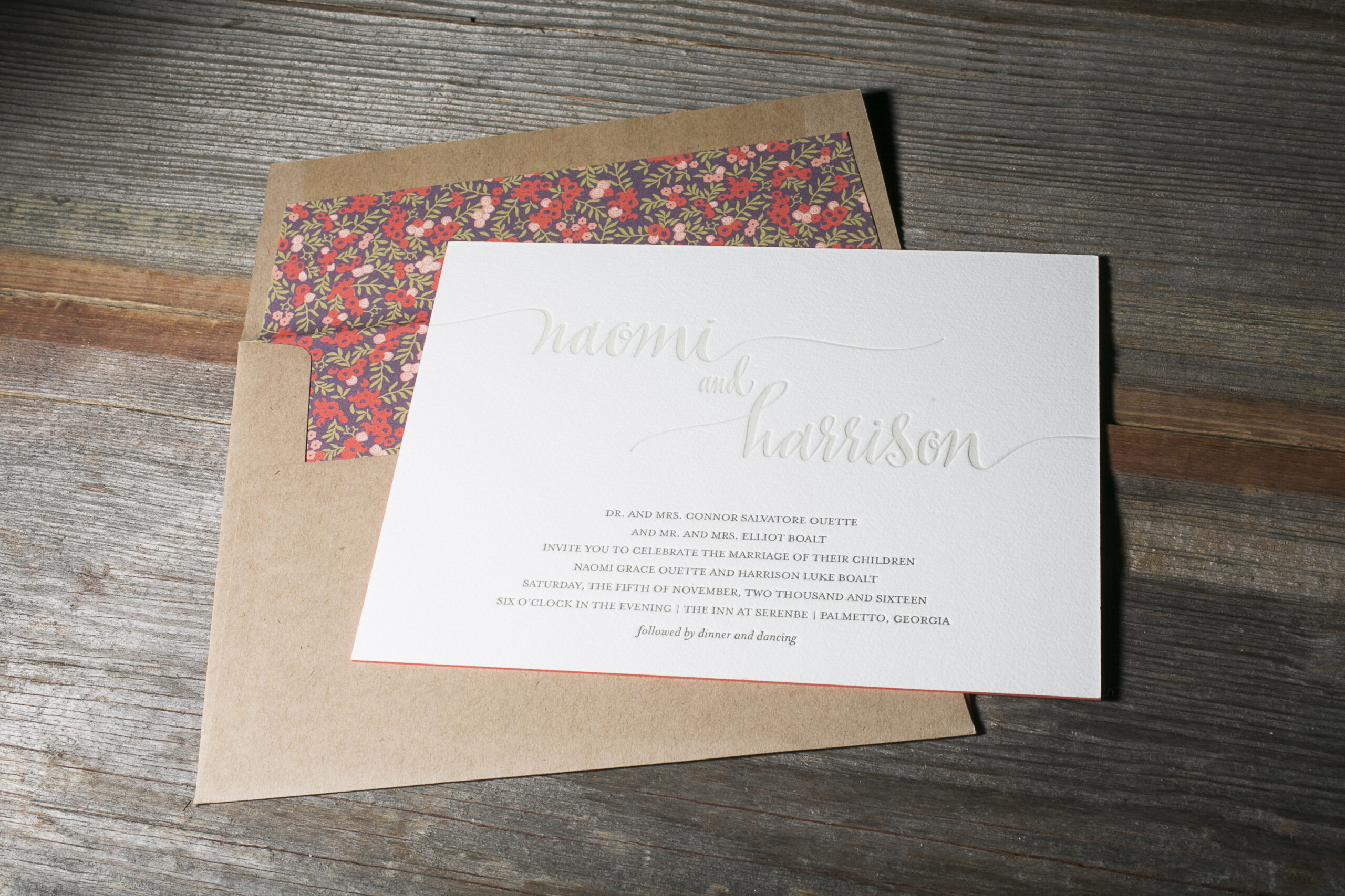 Colette calligraphy wedding invitations