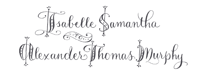 Hand calligraphy styles for letterpress wedding invitations