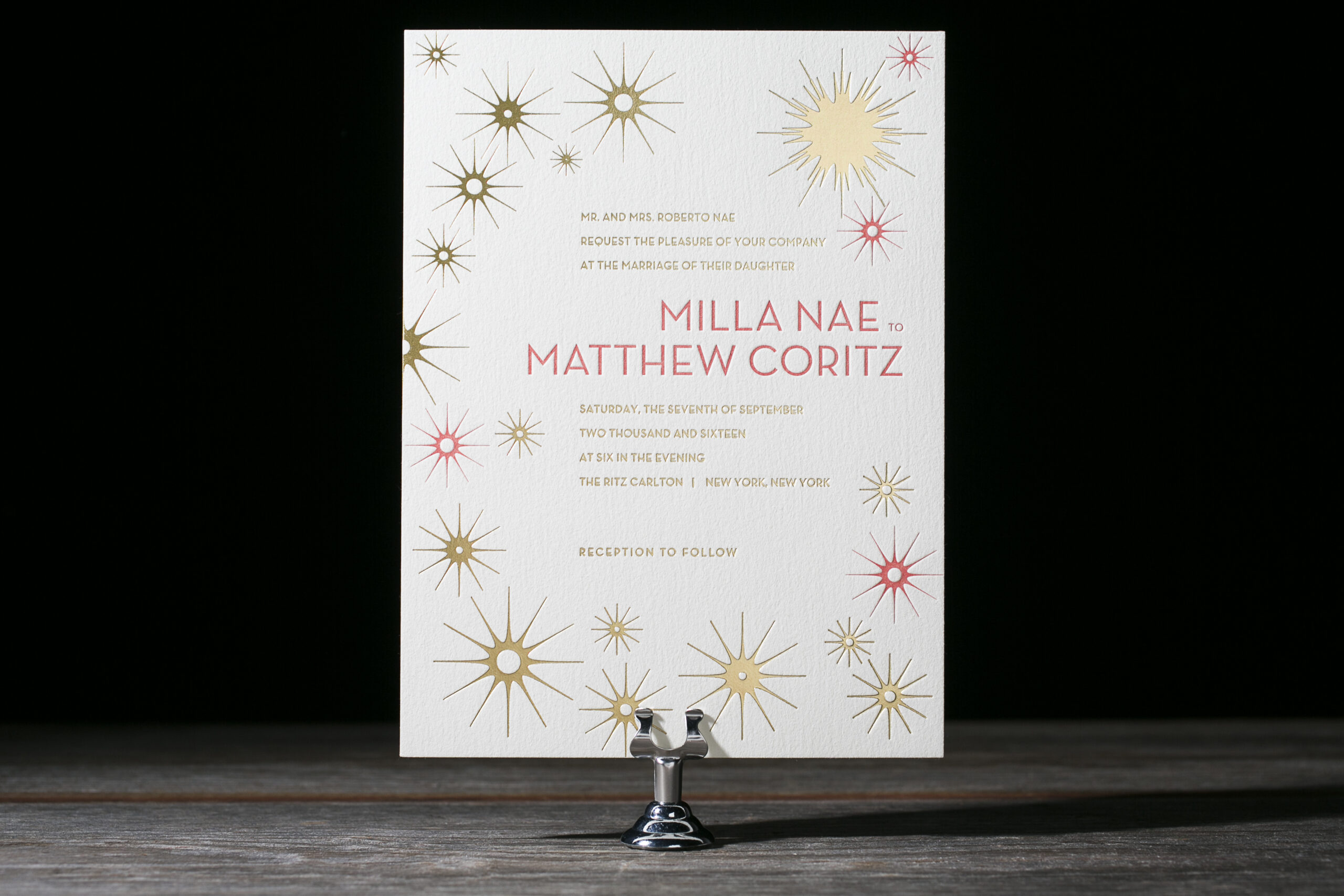 Celeste letterpress & foil stamped wedding invitations