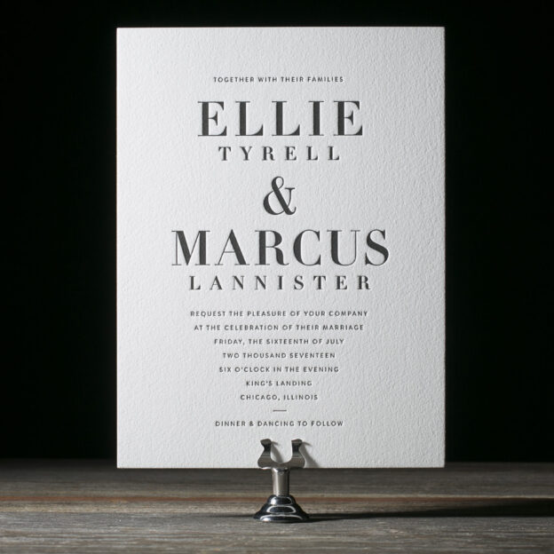 Roosevelt letterpress wedding invitations