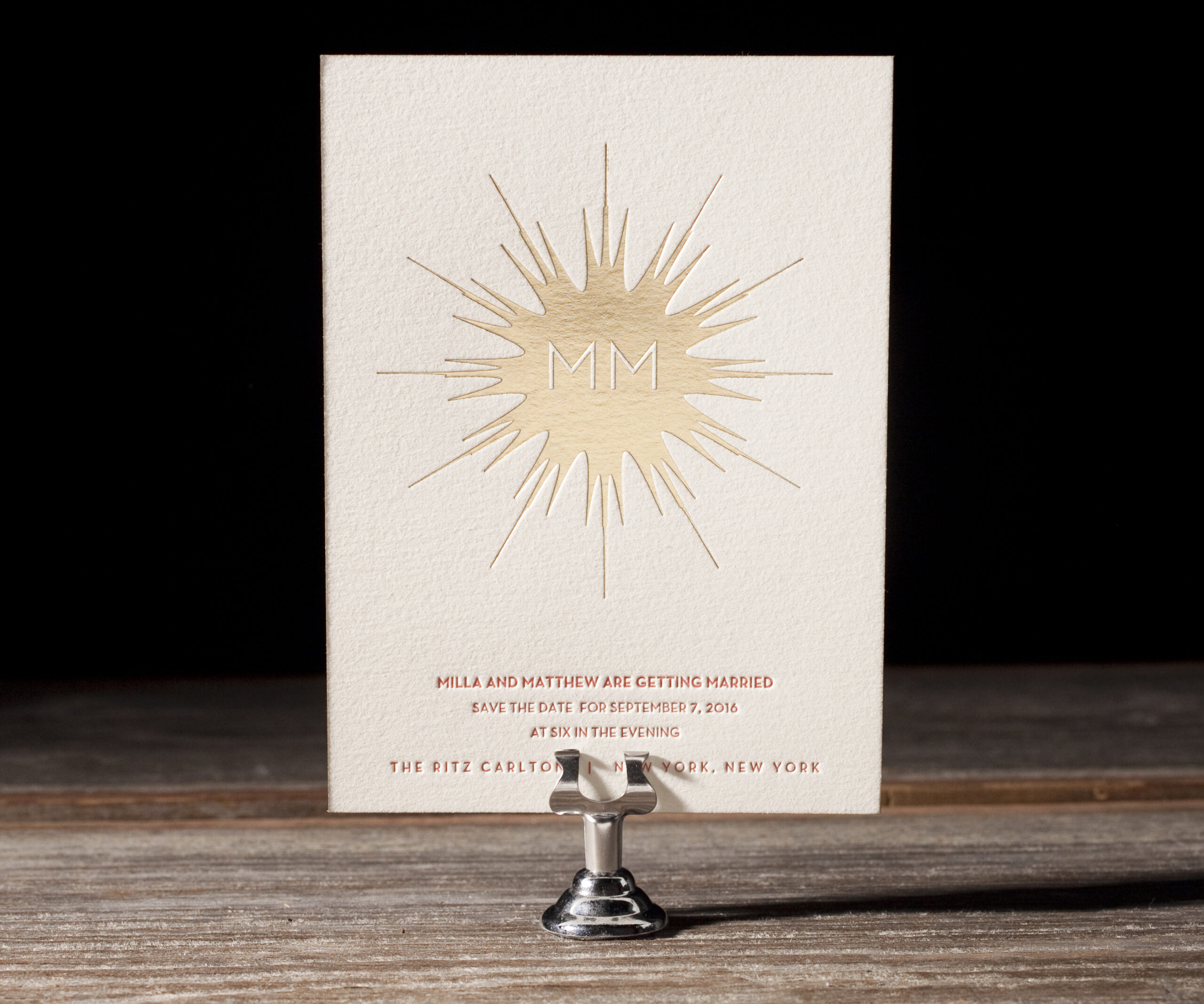 Celeste letterpress & foil stamped wedding invitations