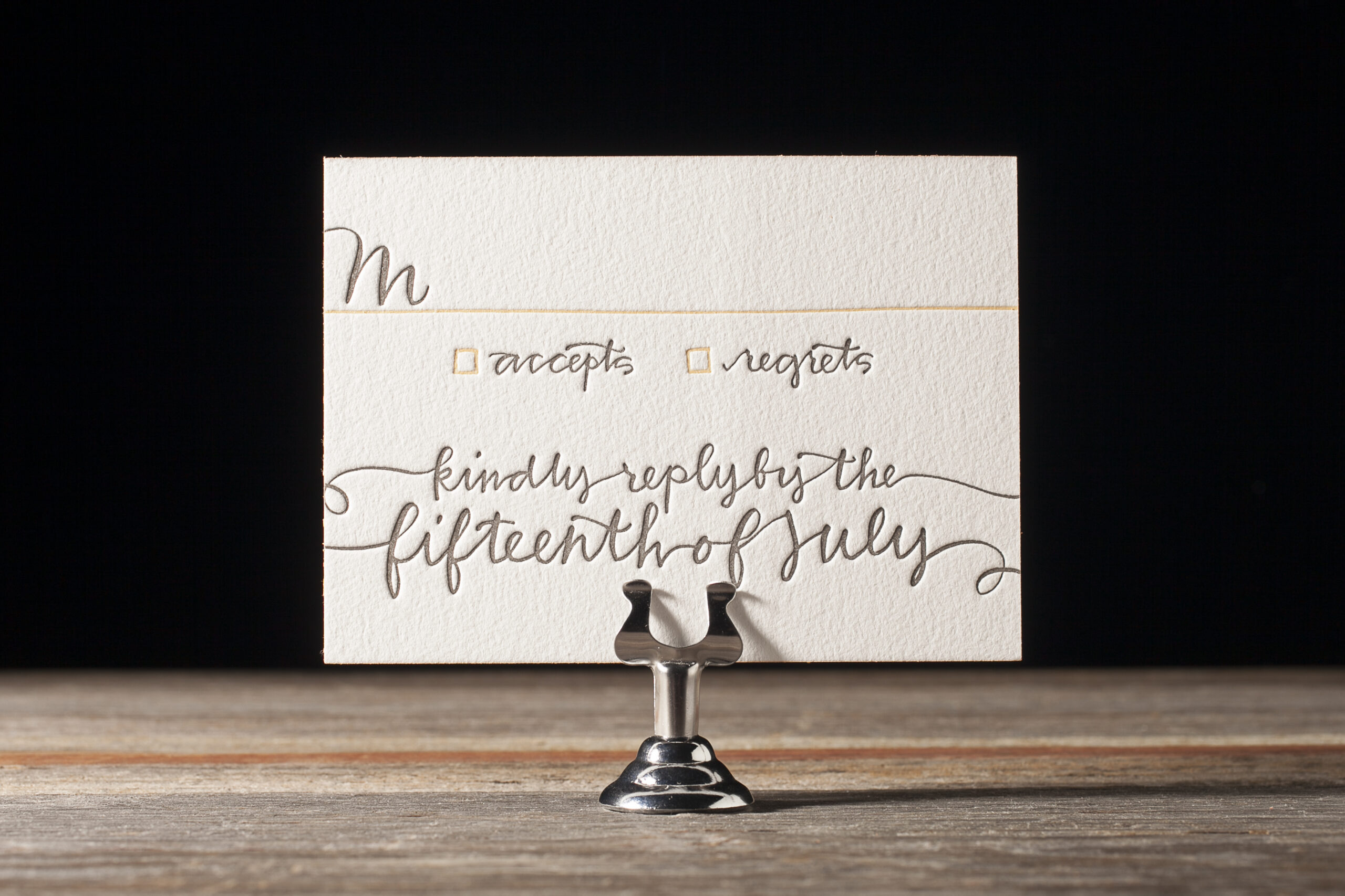 String Calligraphy letterpress wedding invitations