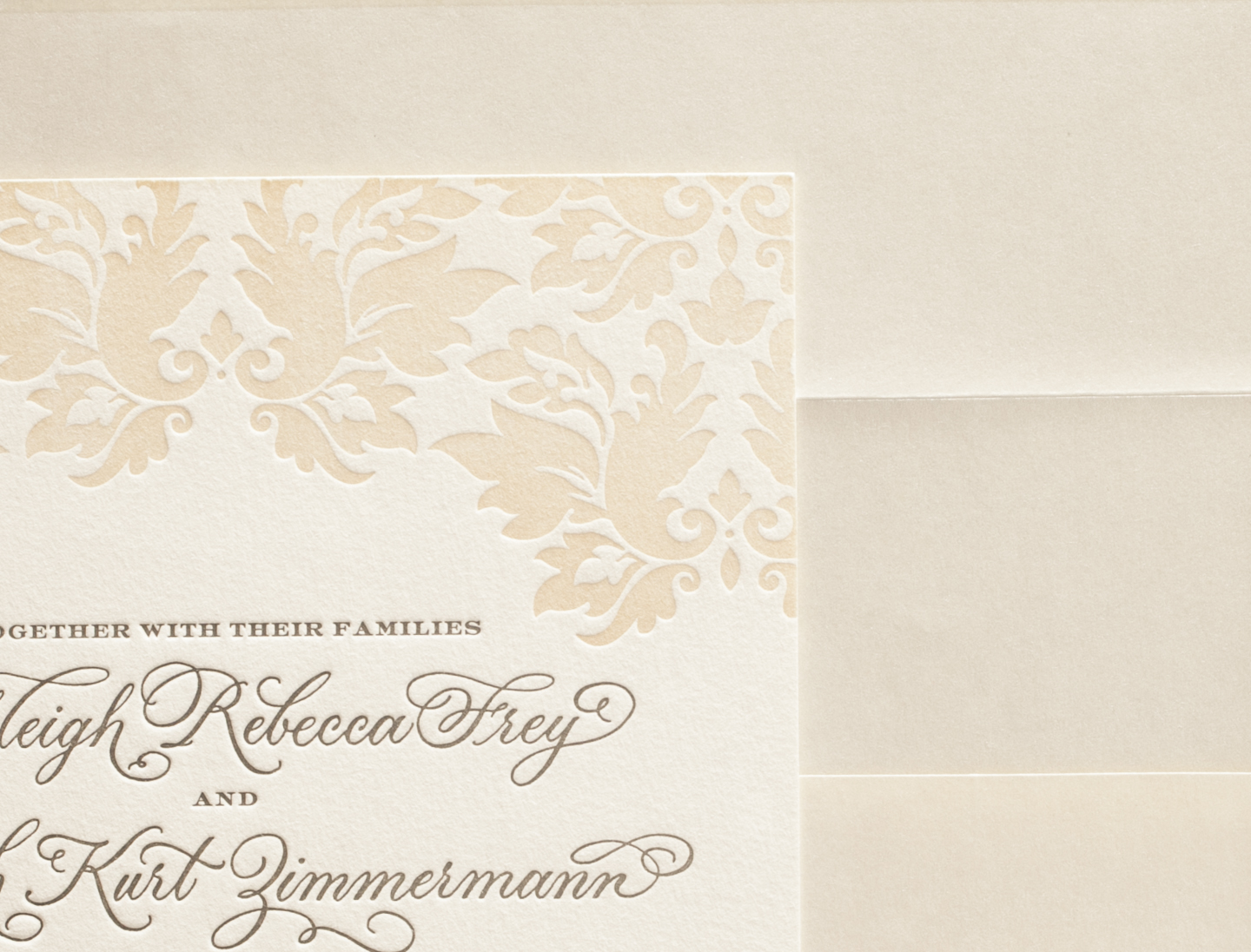 Damask wedding invitations from Bella Figura