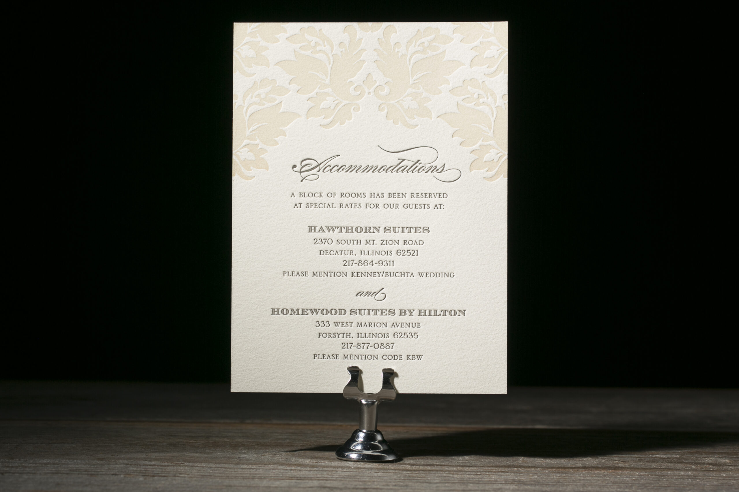 Damask wedding invitations from Bella Figura