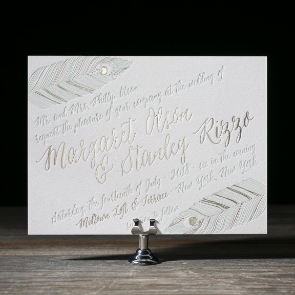 Aviary | Opulent feather wedding invitations