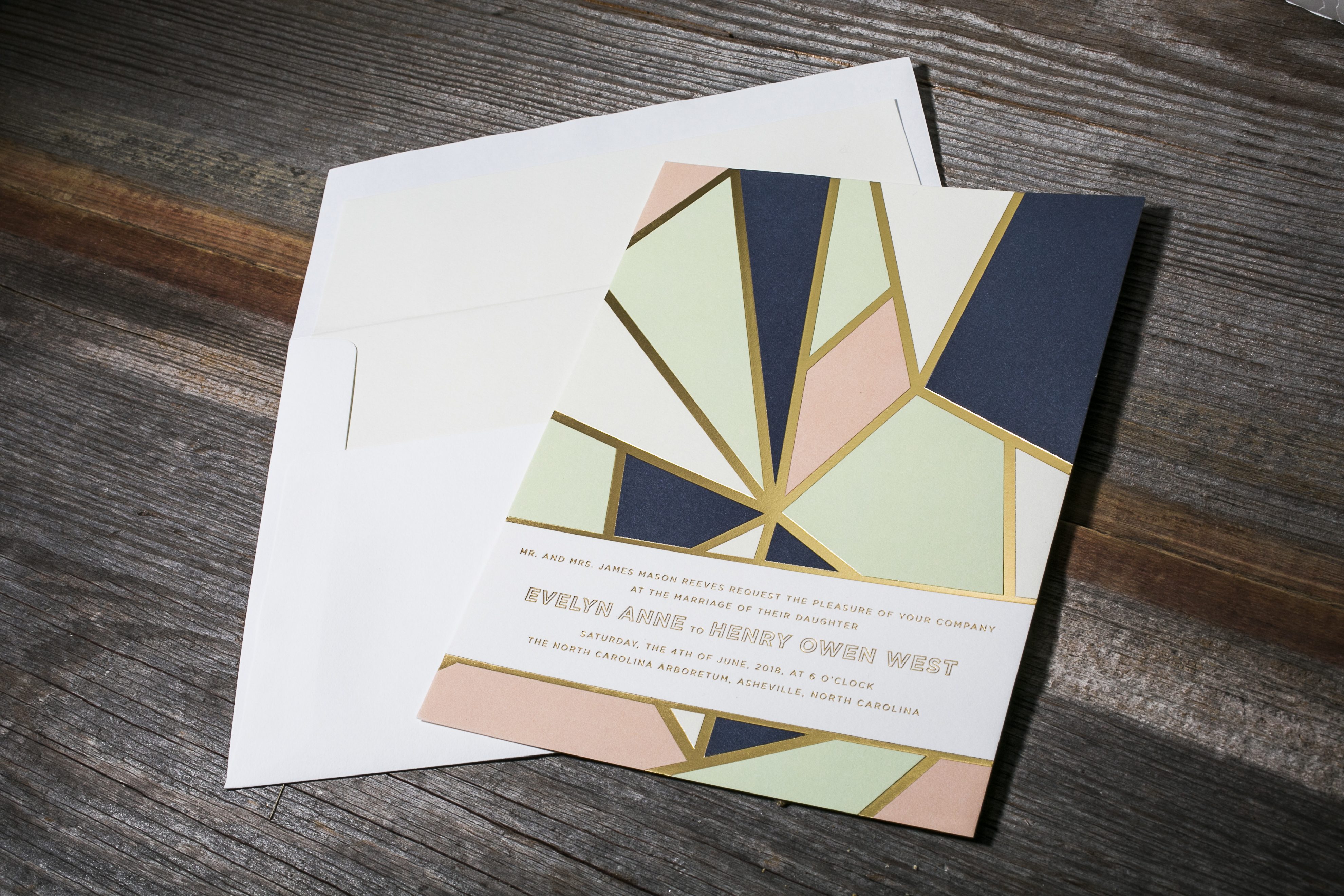 Briolette | Stained glass window inspired wedding invitations