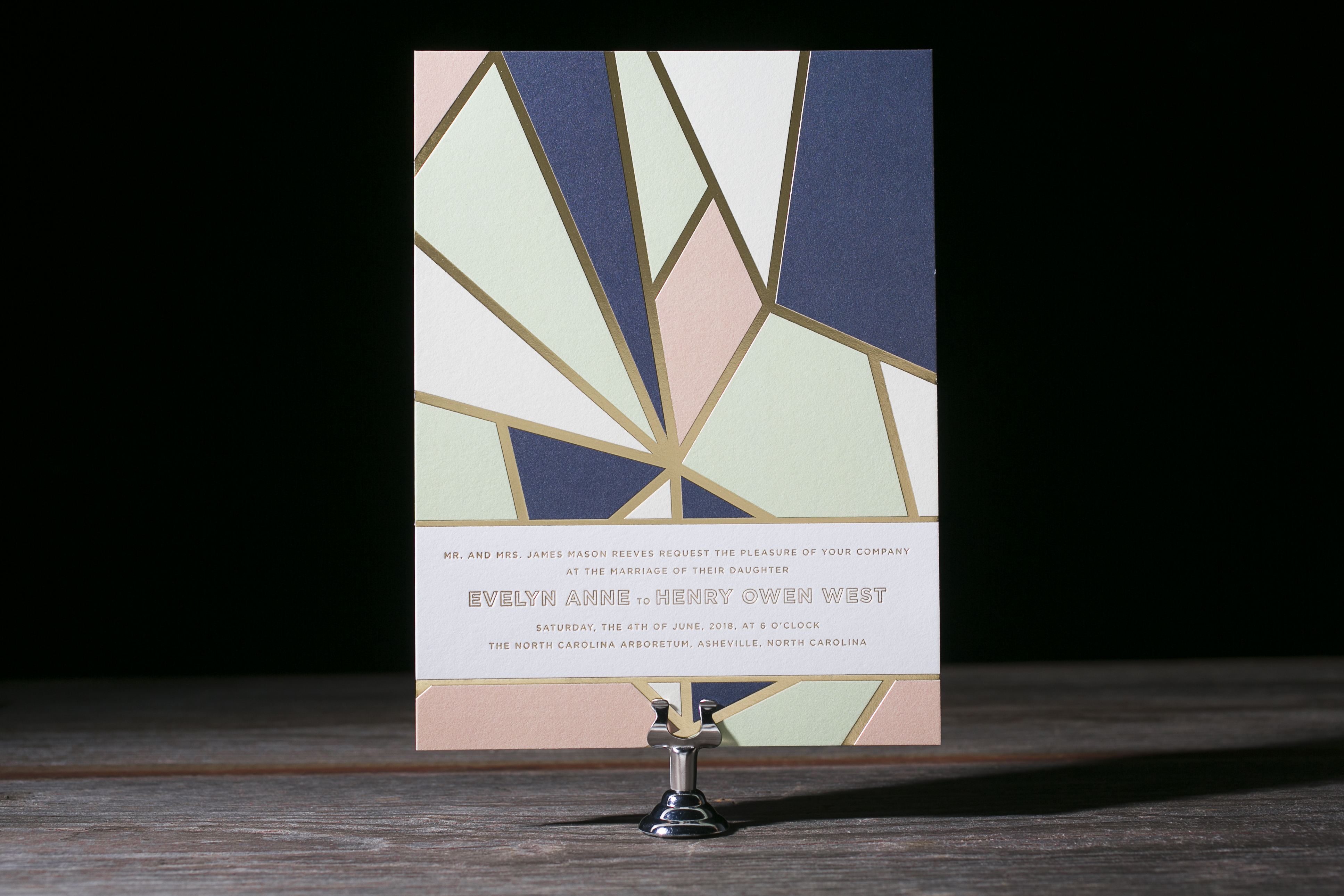 Briolette | Stained glass window inspired wedding invitations