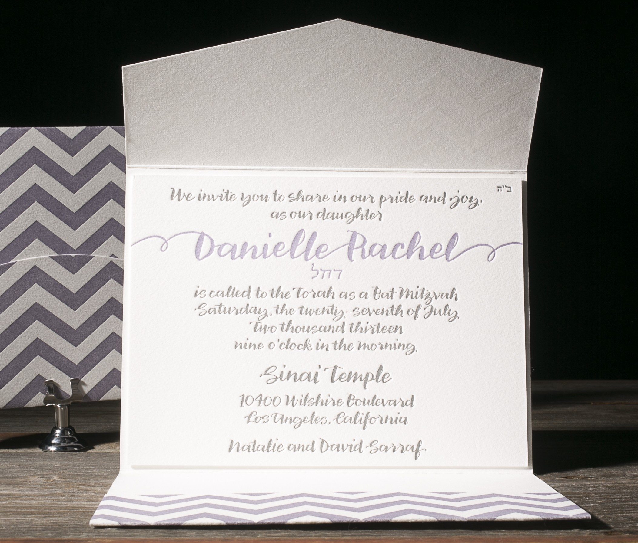 String Calligraphy letterpress wedding invitations