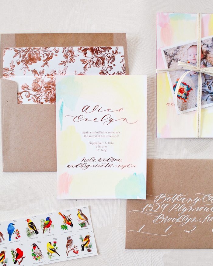 Custom birth announcements for Oh So Beautiful Paper