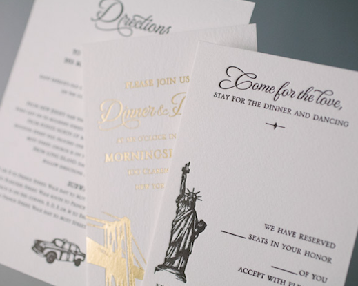 Classic Manhattan gold wedding invitations - Bella Figura