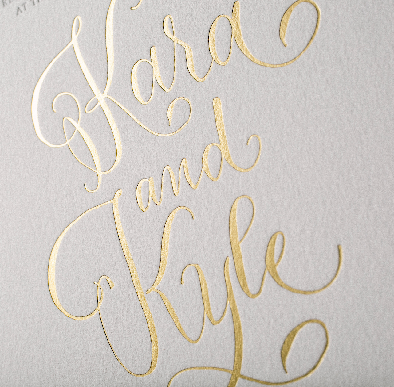 Gray + gold modern calligraphy wedding invitations - Bella Figura