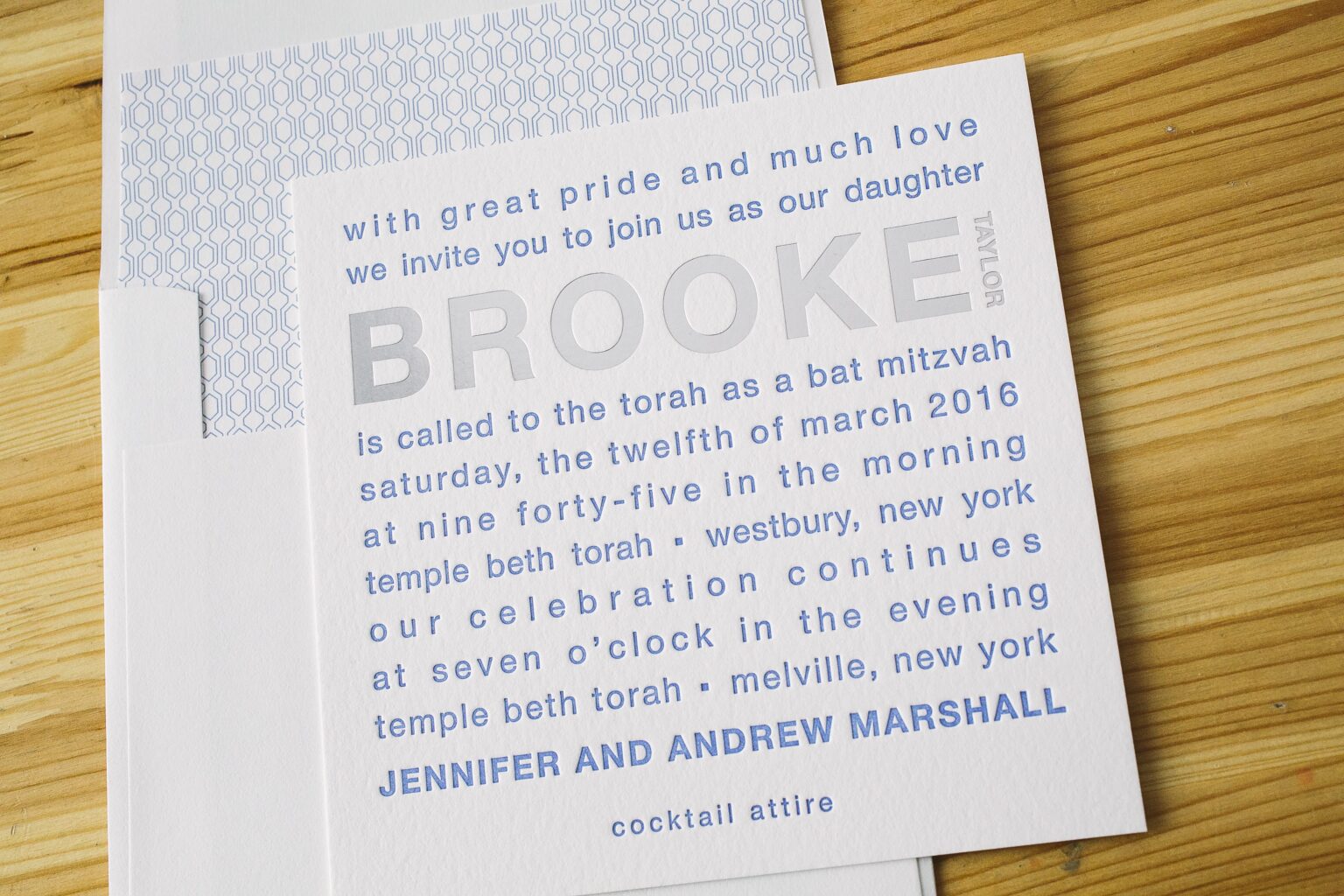 modern Bat Mitzvah invitations featuring bold typography - Bella Figura
