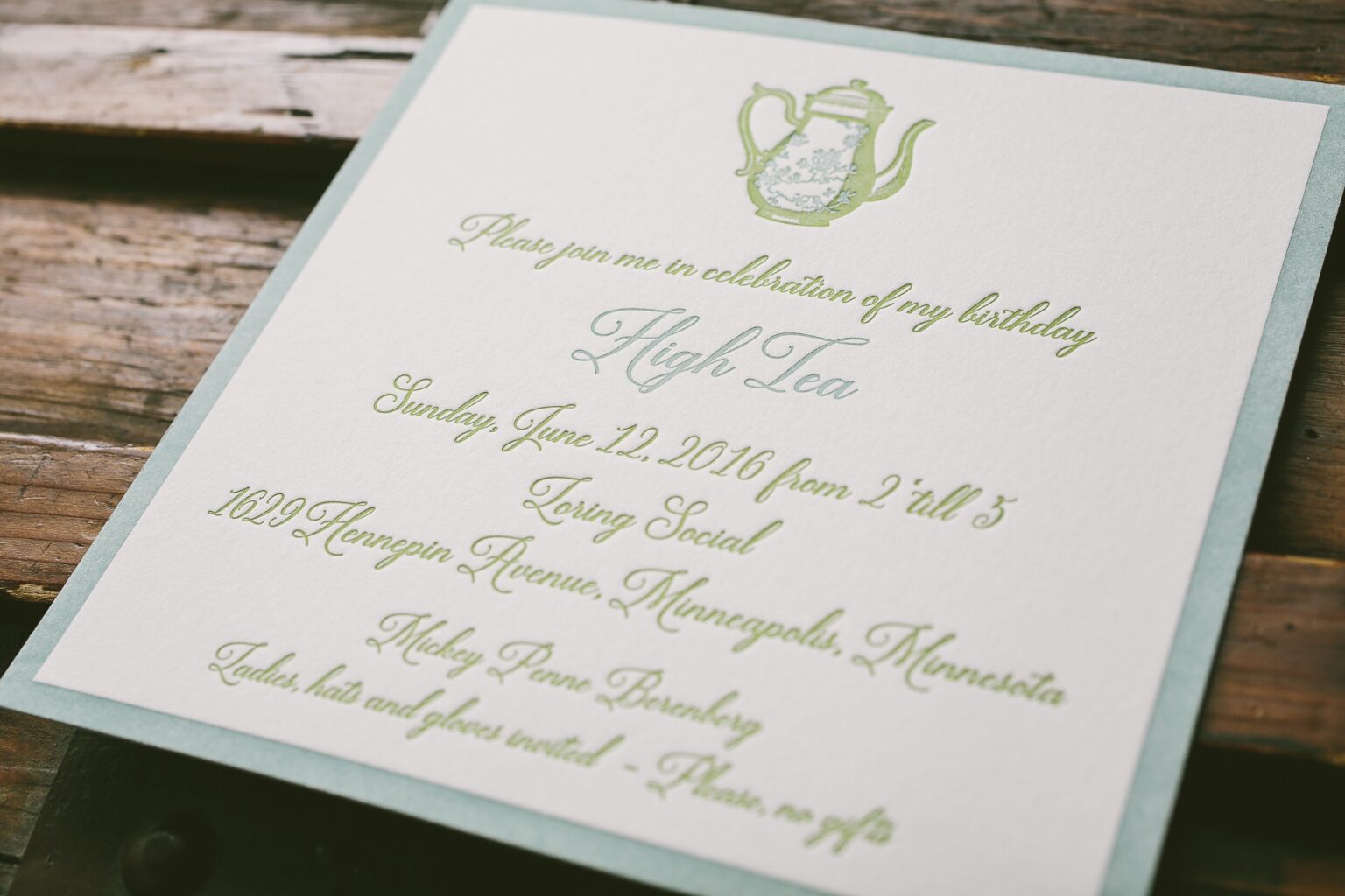 letterpress birthday invitations for formal gathering - Bella Figura