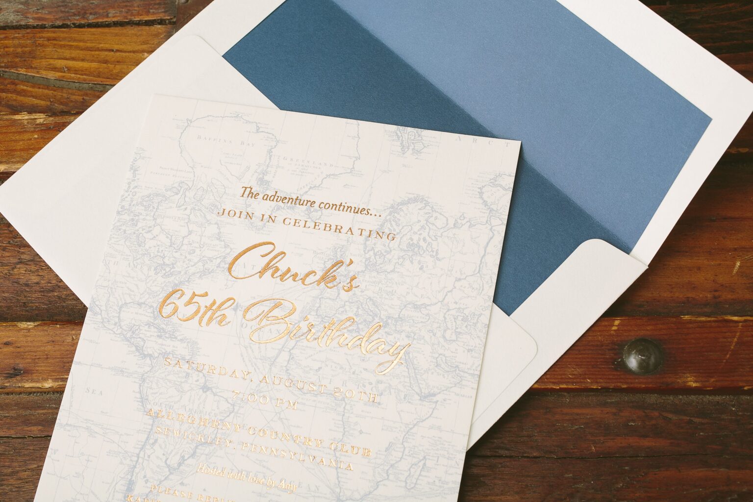 Travel inspired map birthday invitations - Bella Figura