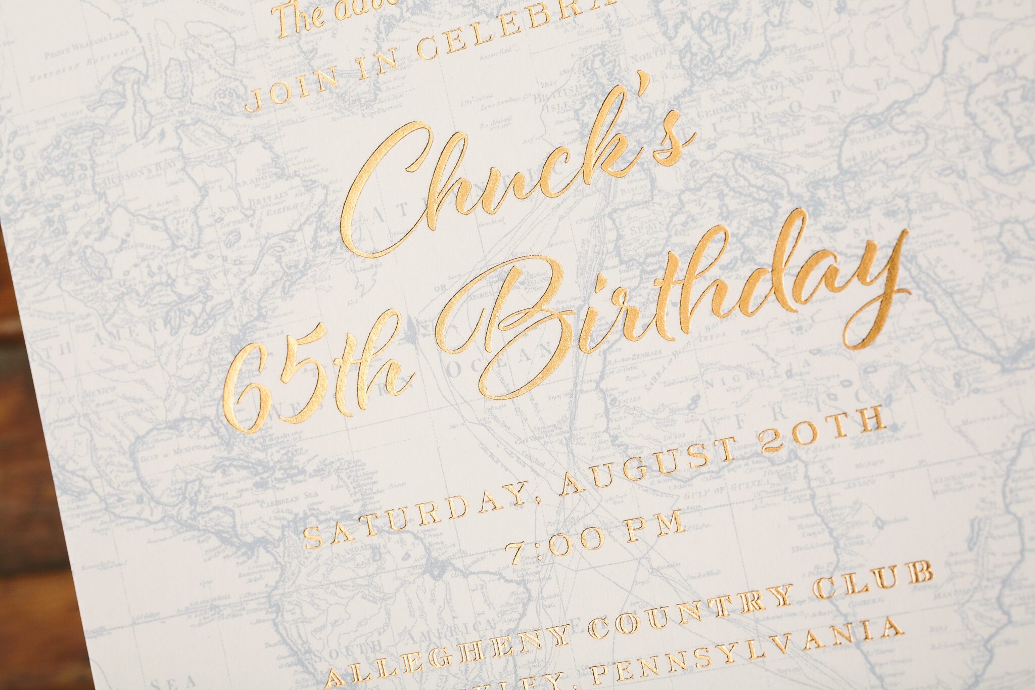 Travel inspired map birthday invitations - Bella Figura