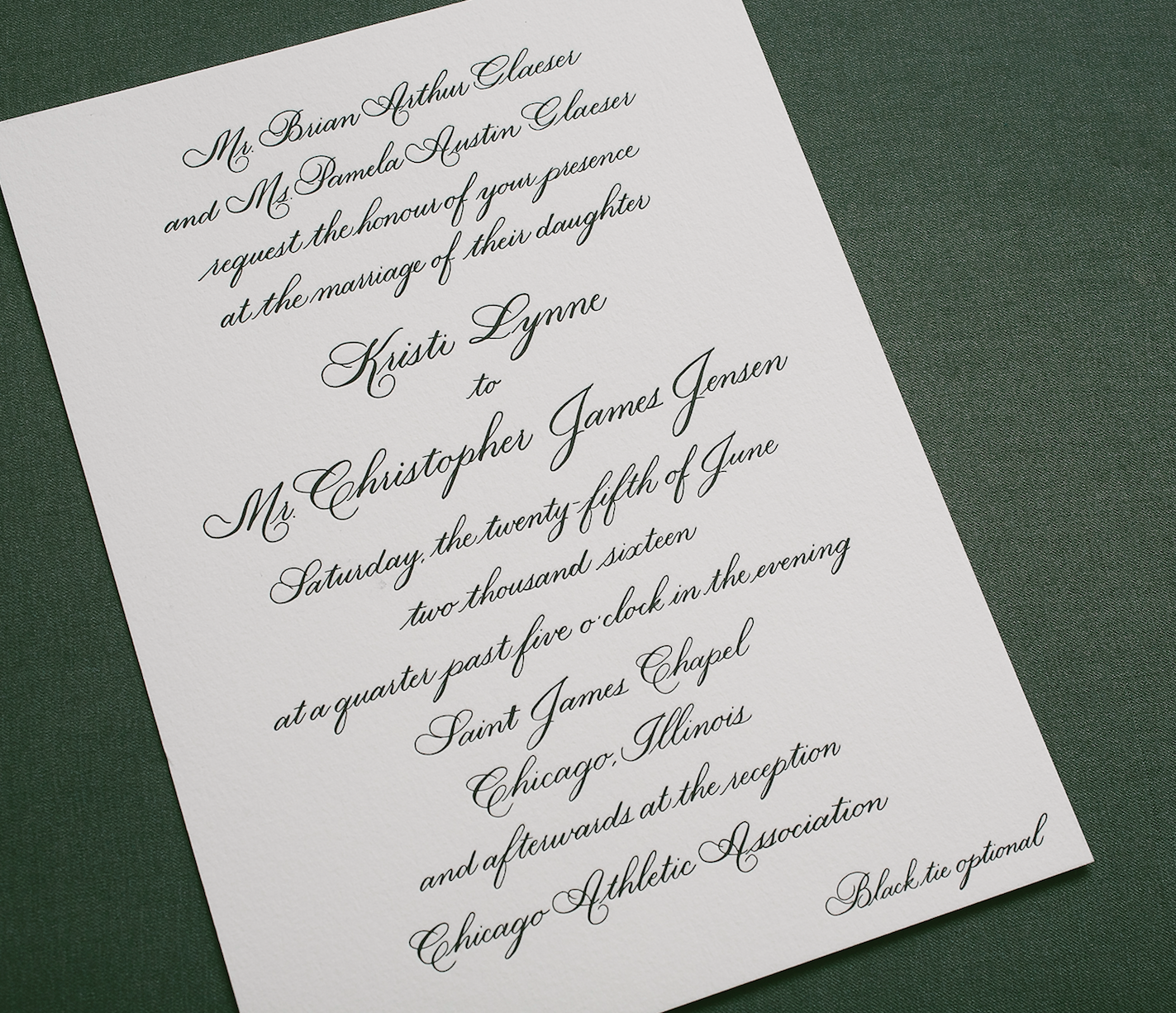classic black hand calligraphy wedding invitations - Bella Figura