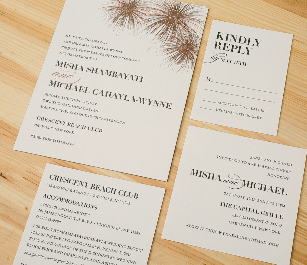 Elegant letterpress + foil fireworks wedding invitations - Bella Figura