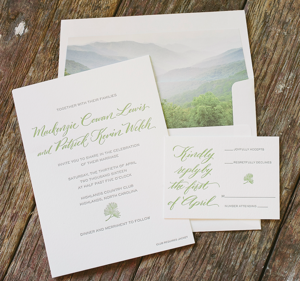 hand calligraphy wedding invitations with venue-inspired photographic ...