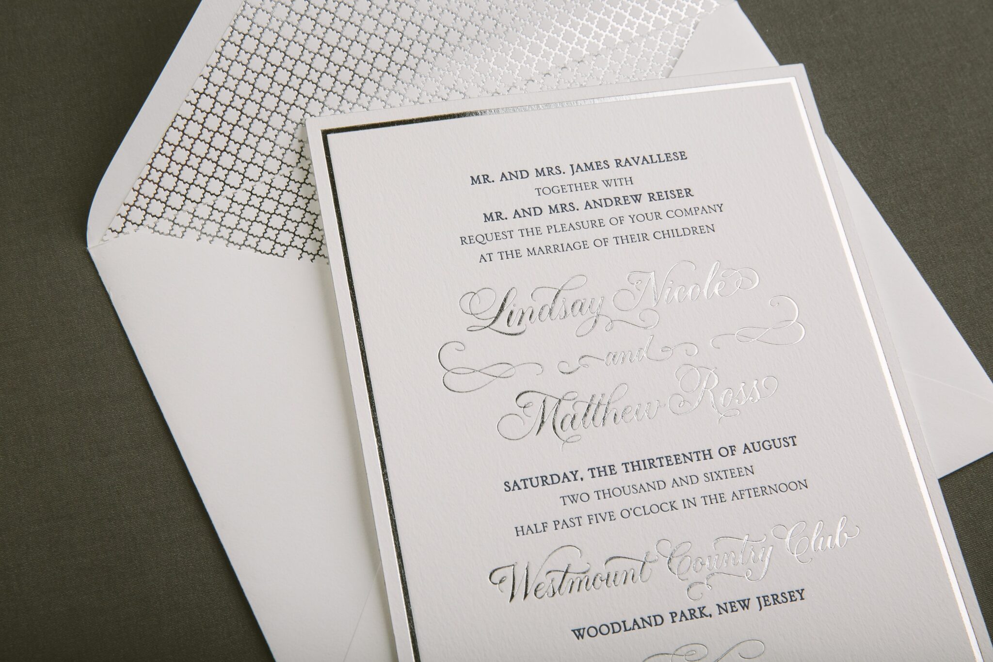 navy + silver foil classic wedding invitations - Bella Figura