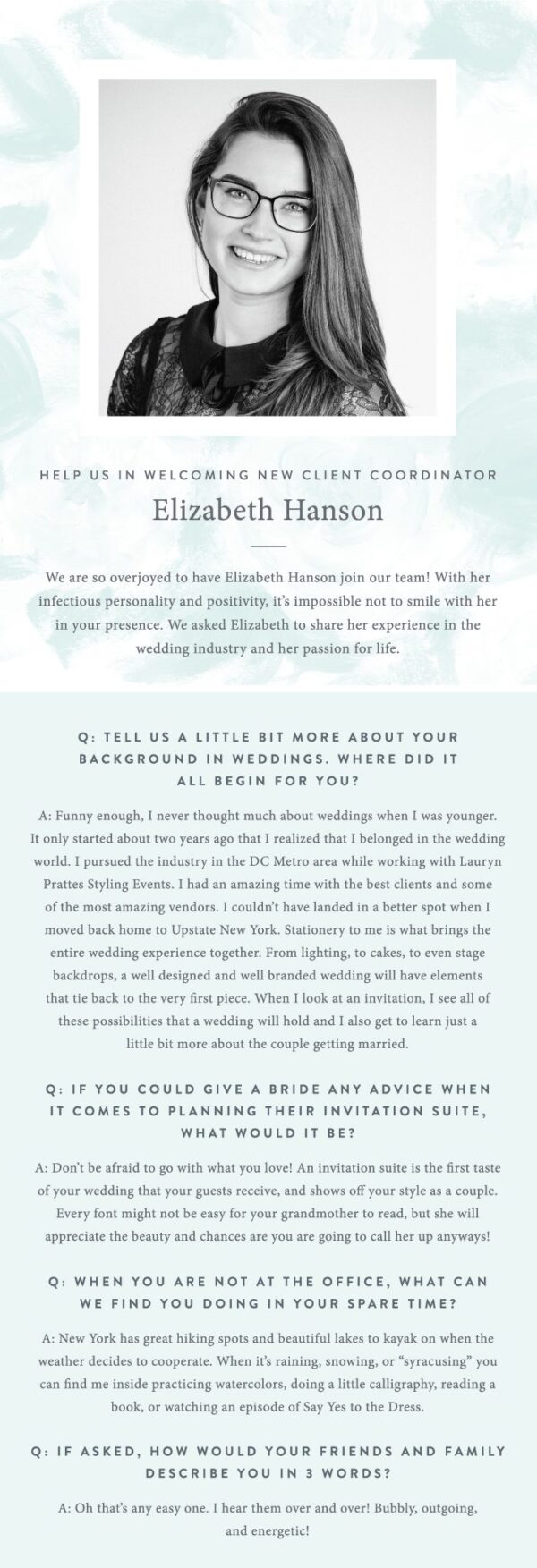 Meet the staff: Bella Figura Client Coordinator Elizabeth Hanson ...