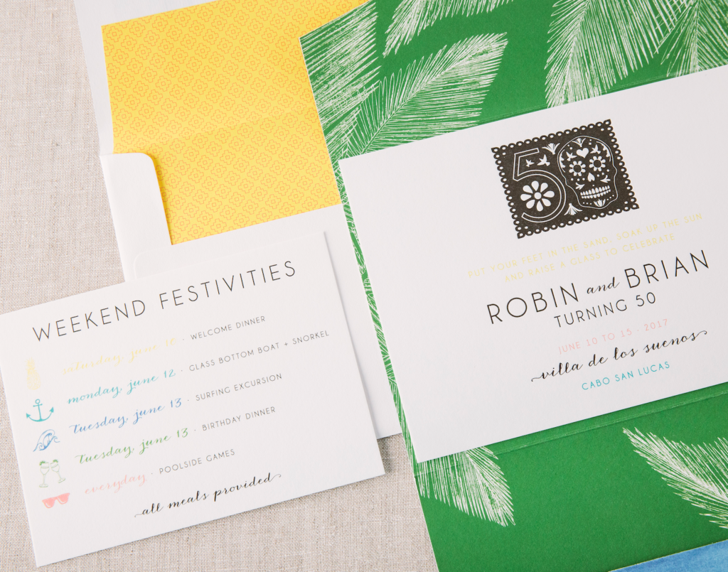 tropical birthday invitations for Cabo San Lucas celebration - Bella Figura