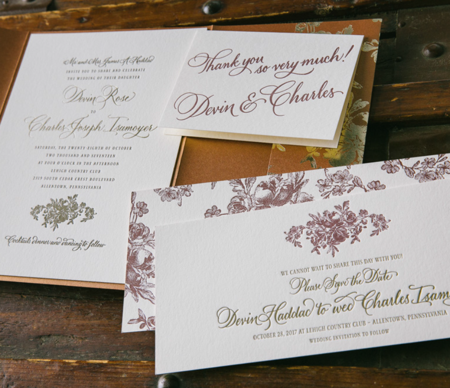 elegant hand calligraphy wedding invitations in an autumnal palette ...