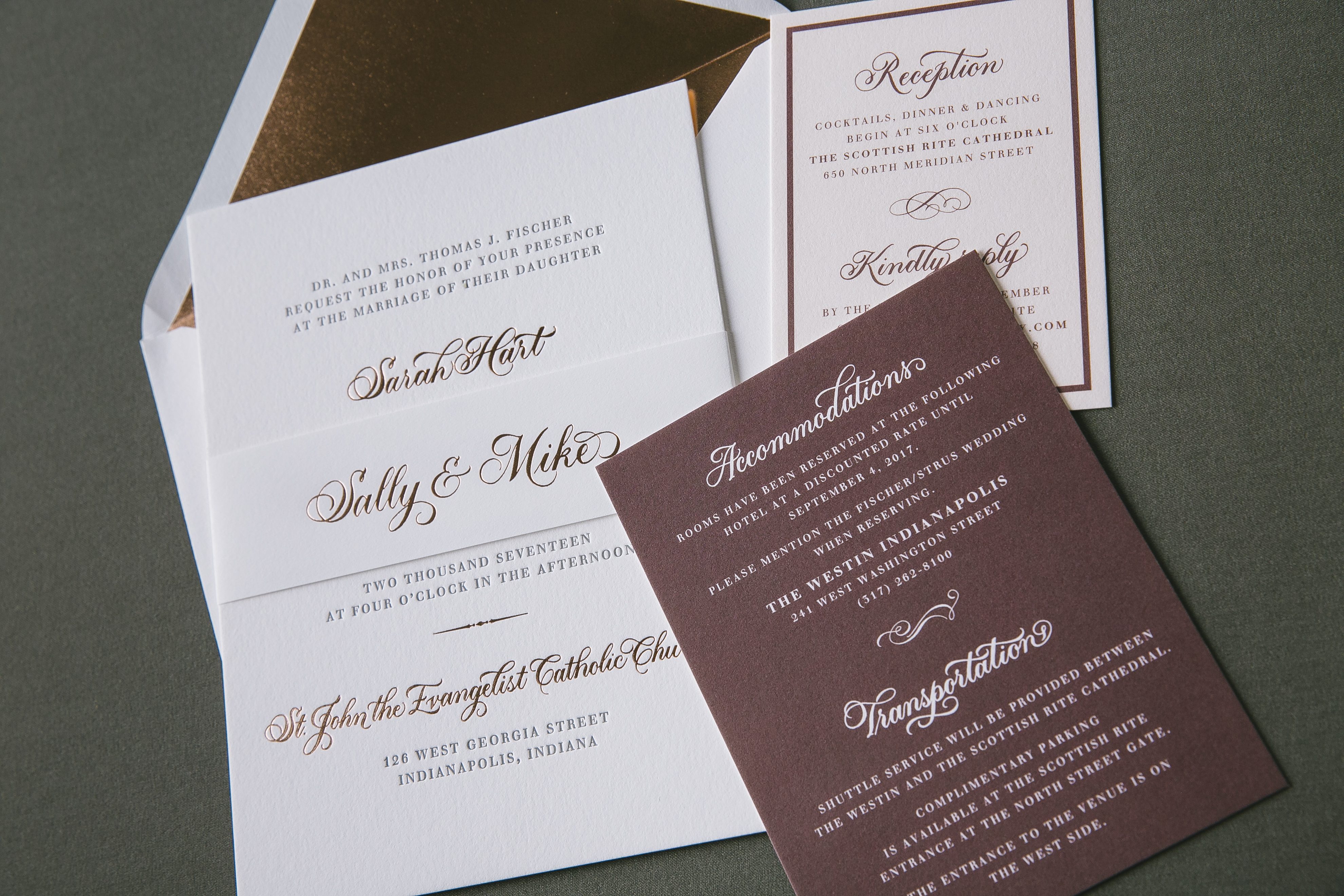 Elegant foil stamped hand calligraphy wedding invitations - Bella Figura