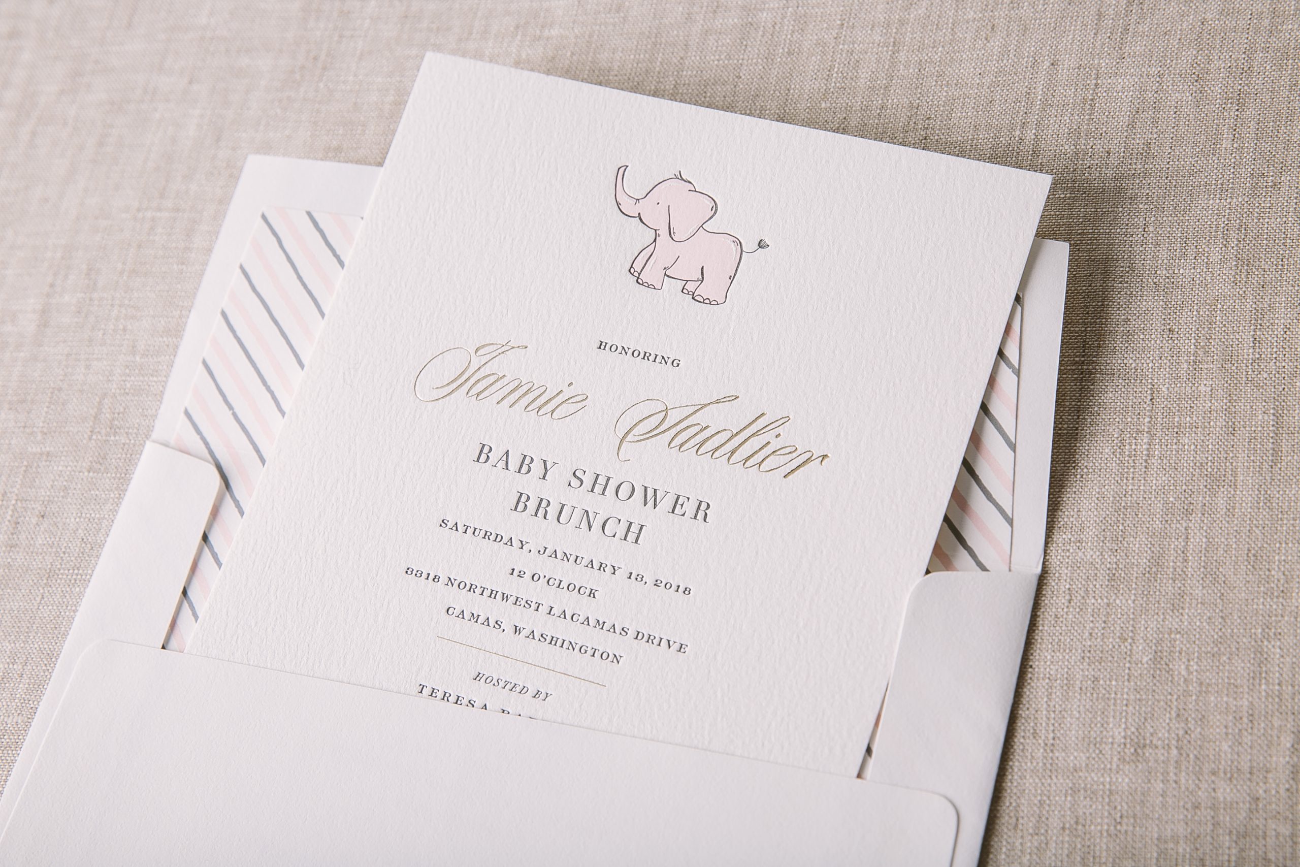 letterpress and foil baby shower invitations - Bella Figura