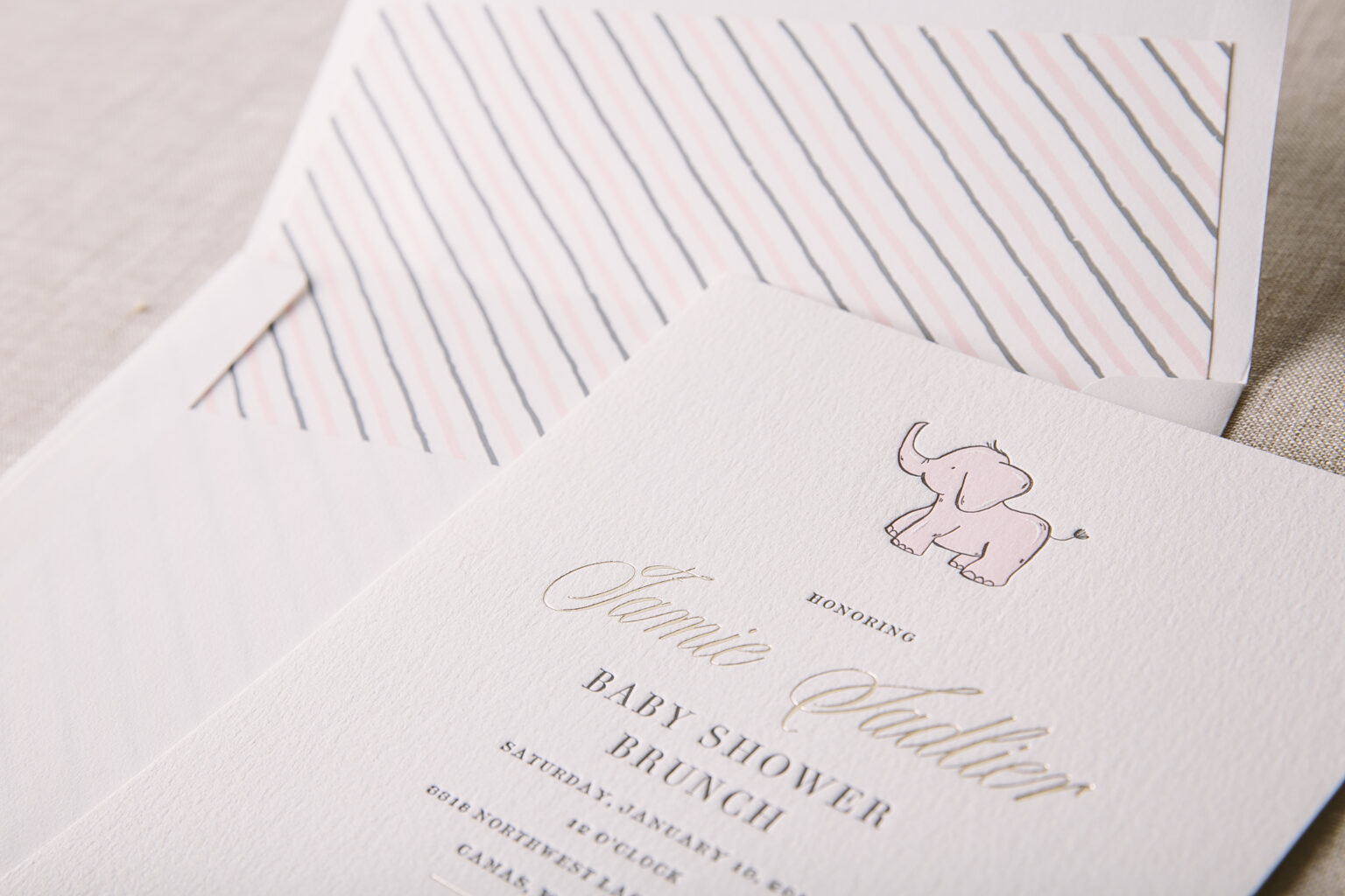 letterpress and foil baby shower invitations - Bella Figura