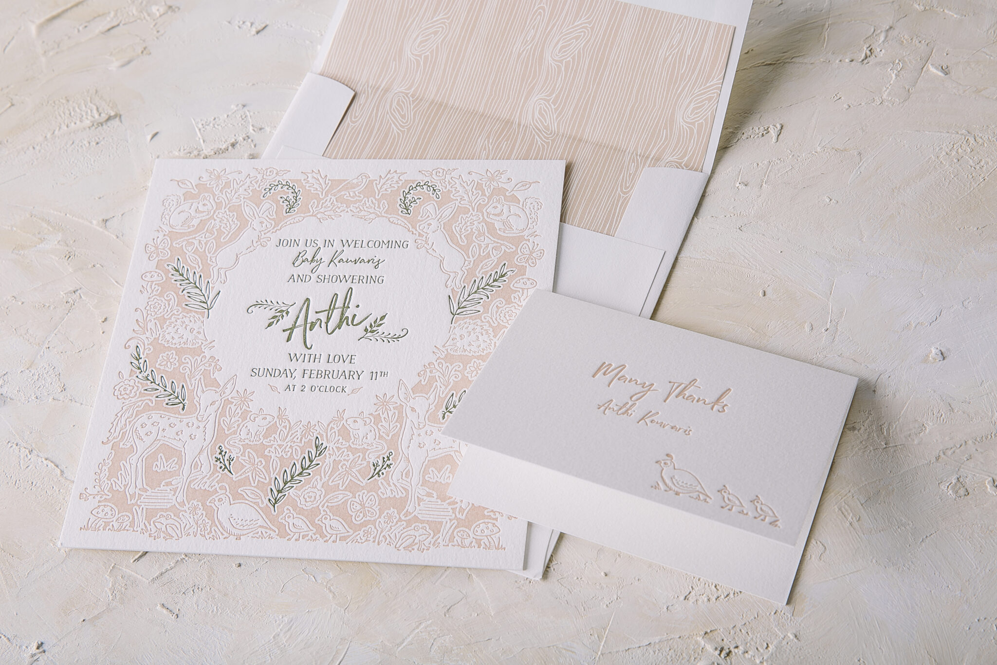 letterpress woodland baby shower invitations - Bella Figura