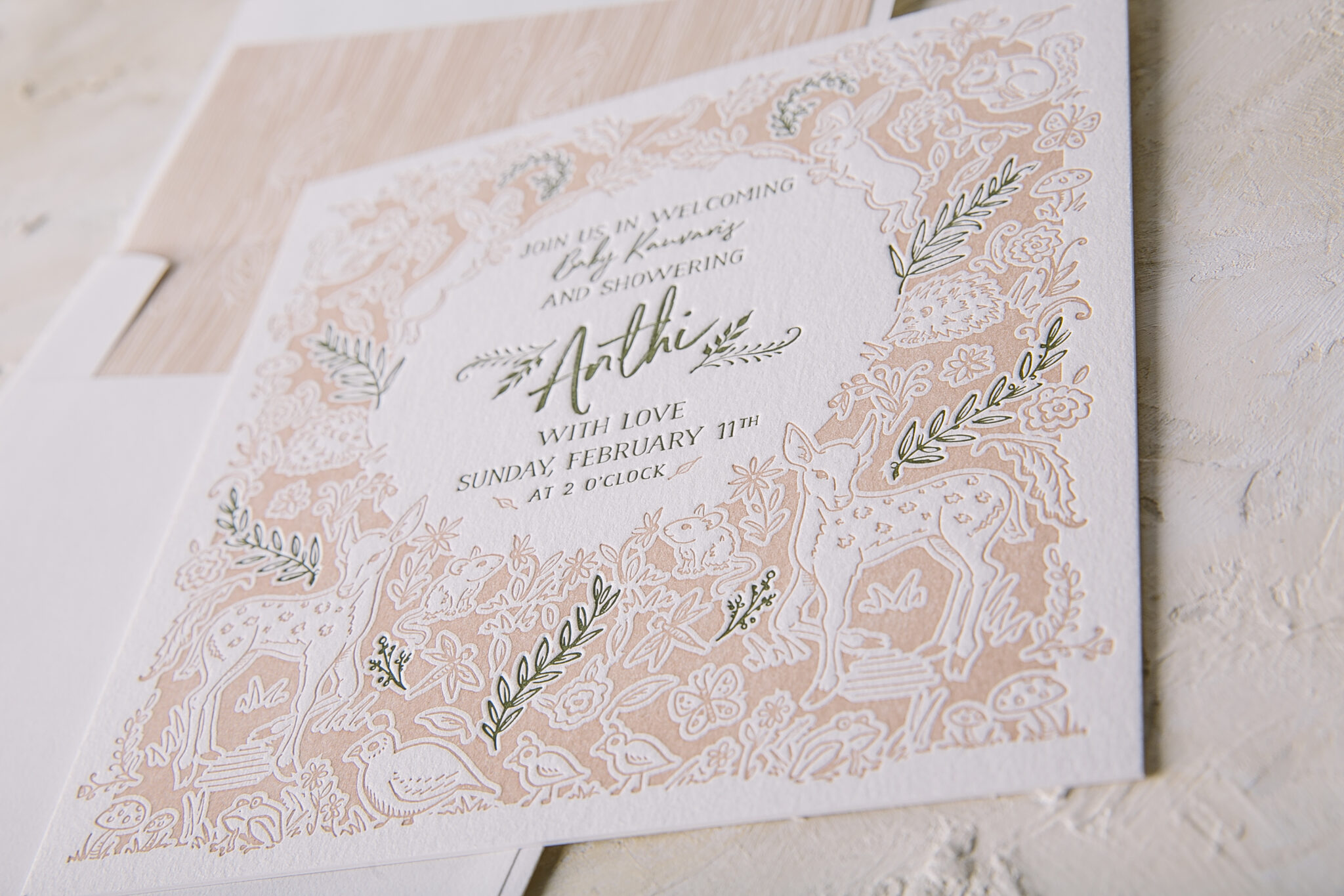 letterpress woodland baby shower invitations - Bella Figura