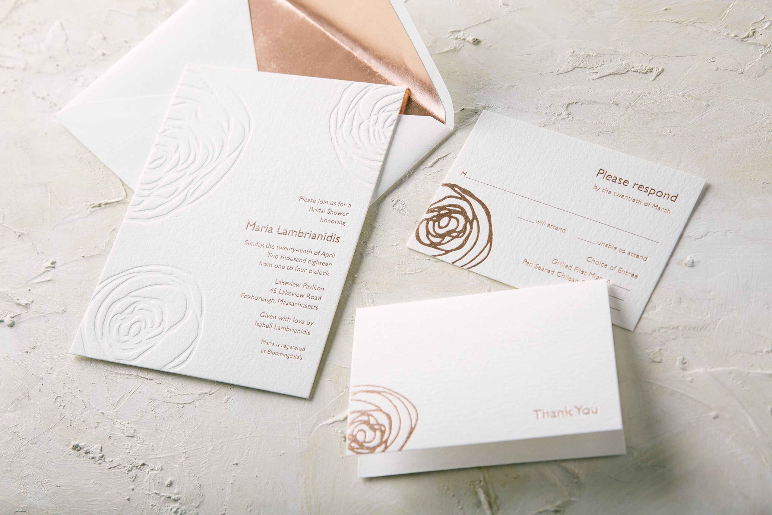 letterpress printed abstract floral bridal shower invitations - Bella ...