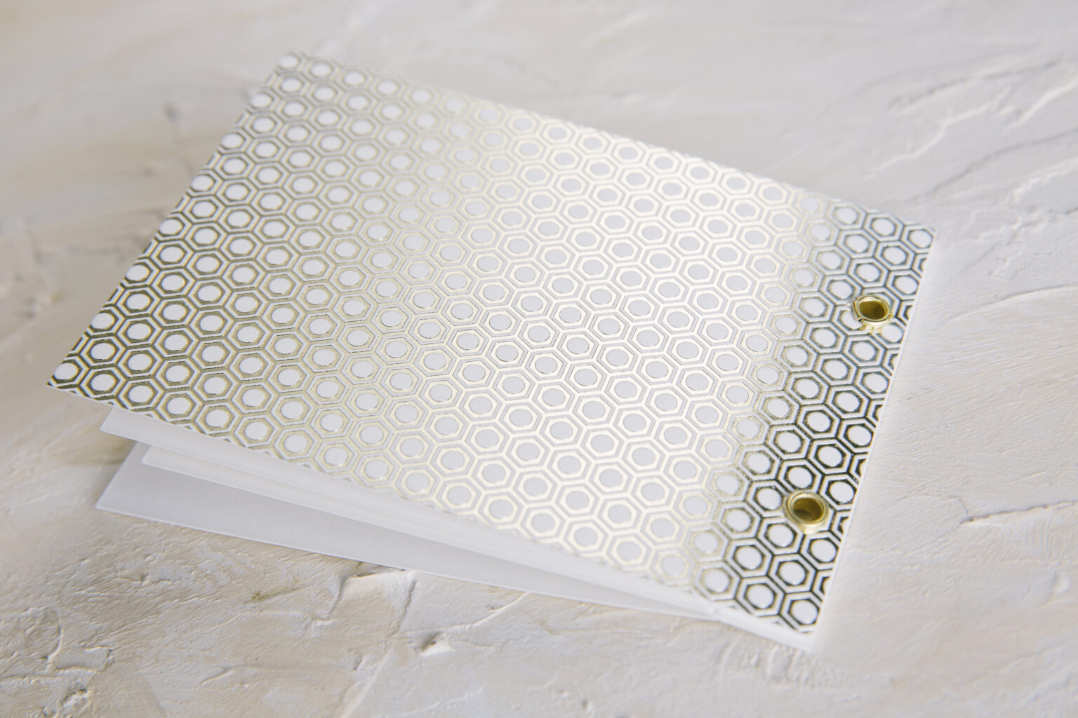 Foil welcome booklets for Julie of Fete Collection in Boston