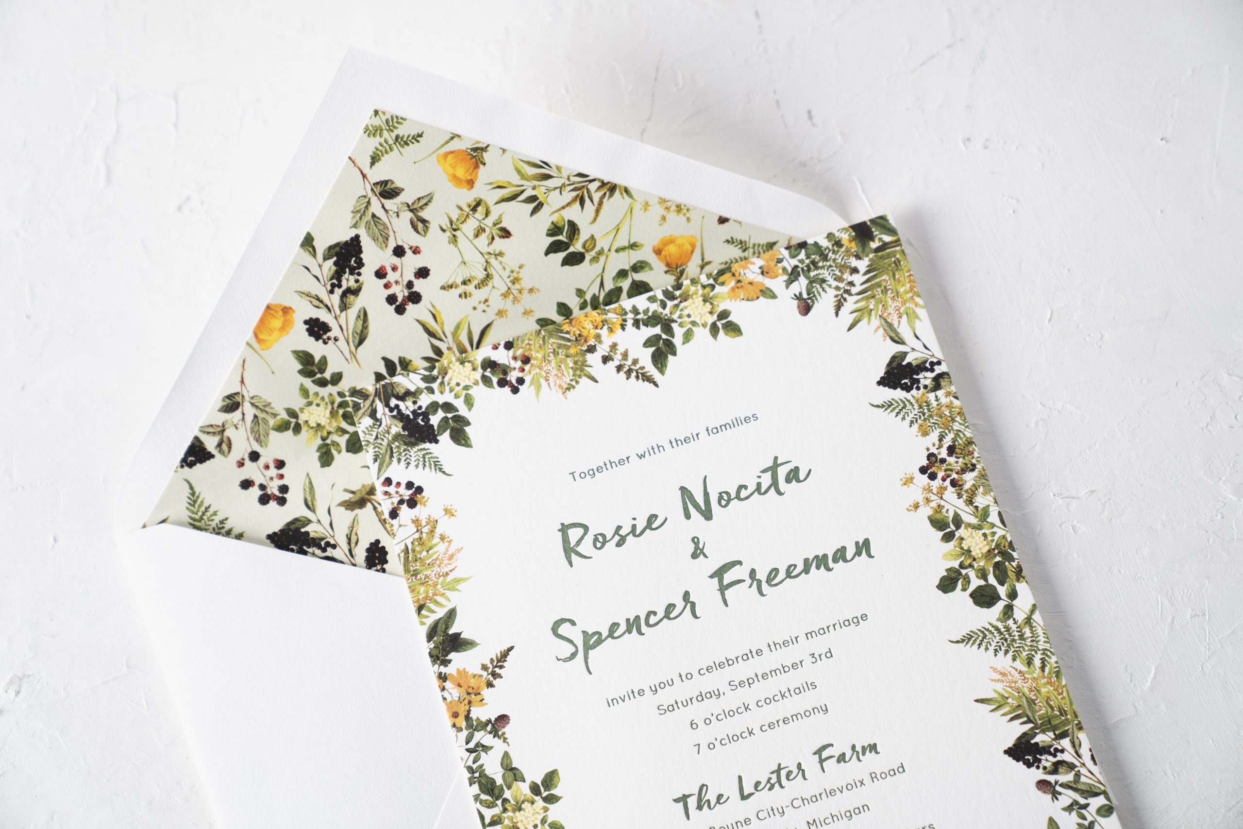 Late Summer Floral Wedding Invitations - Bella Figura