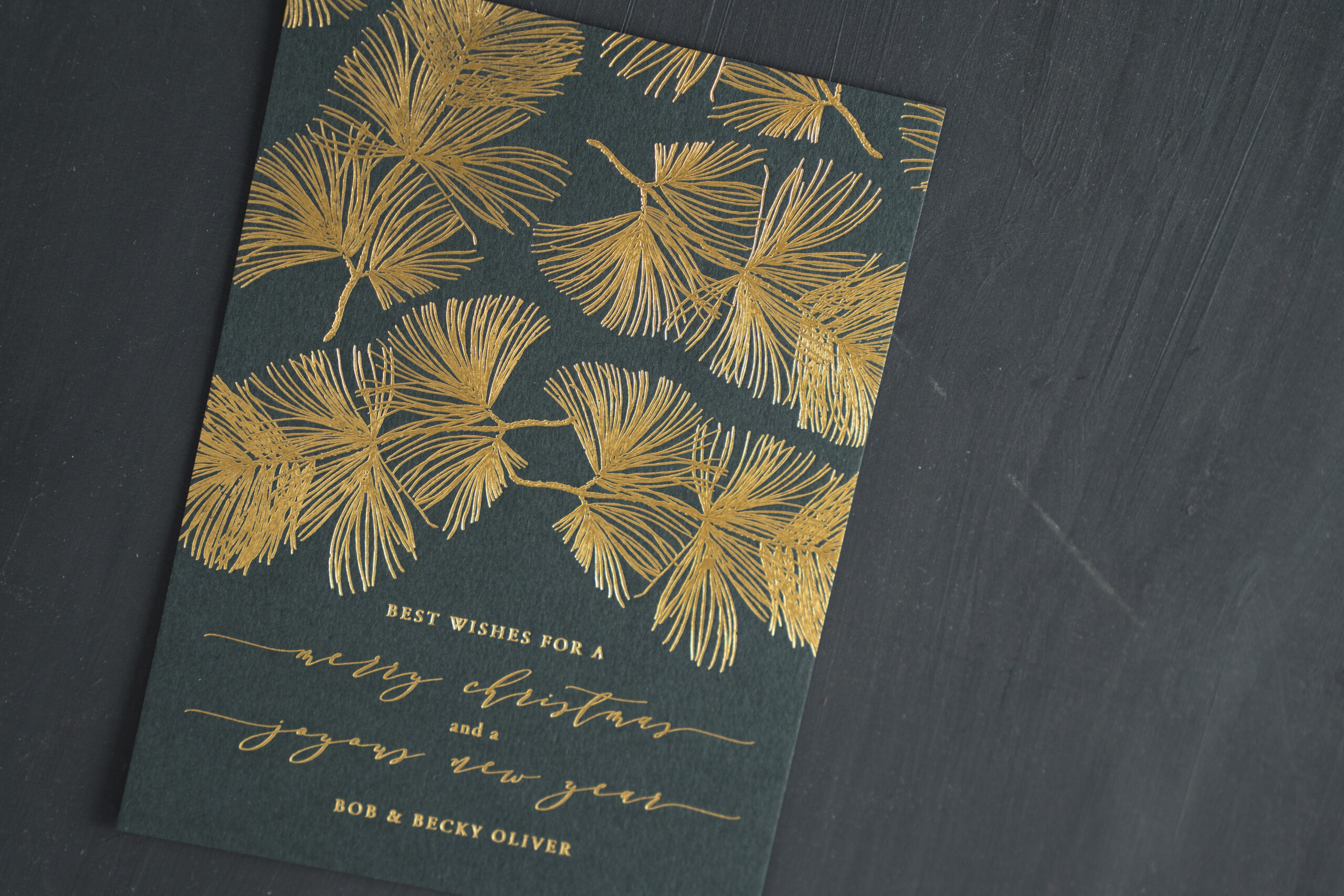 Custom Holiday Cards with Gold Matte on Holly - Bella Figura