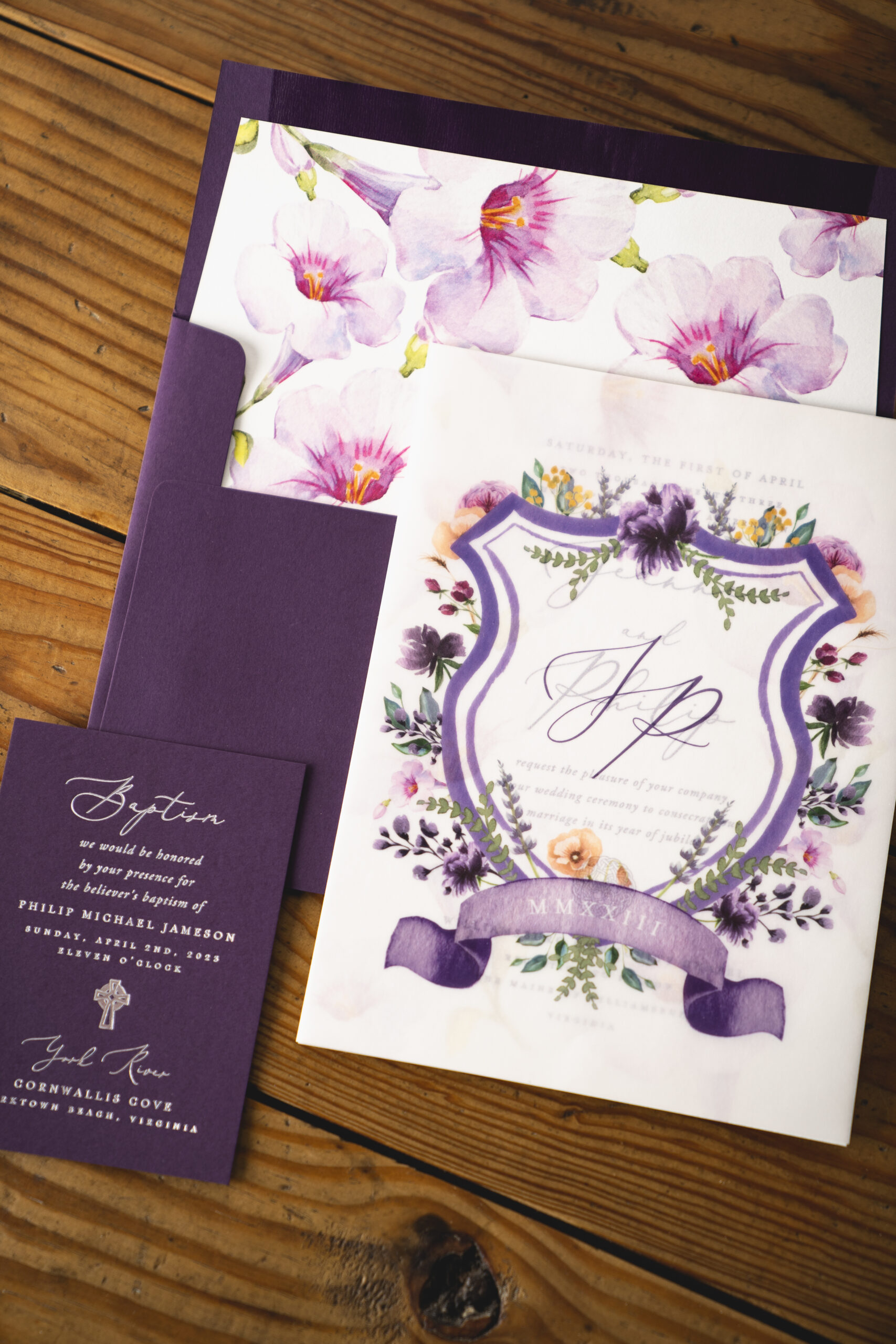 Painted Purple Floral Invitations - Bella Figura