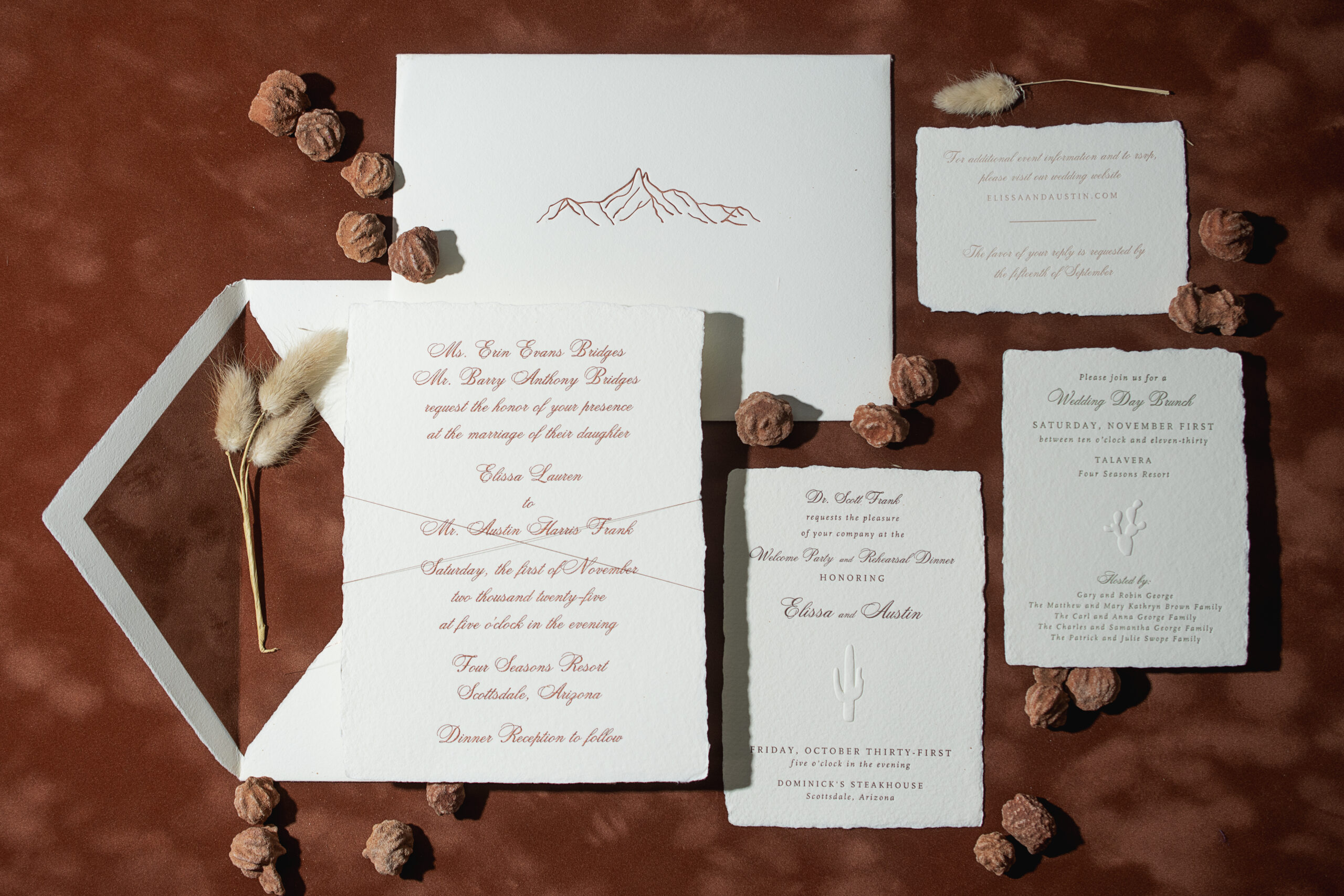 Western-Inspired Engraved Invitations on Handmade Paper - Bella Figura