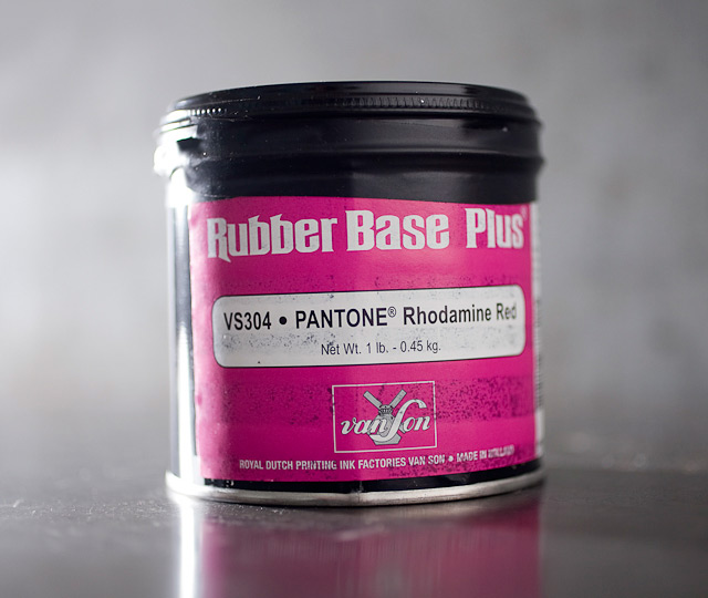 Letterpress Ink, rubber-based: Pantone Rhodamine Red