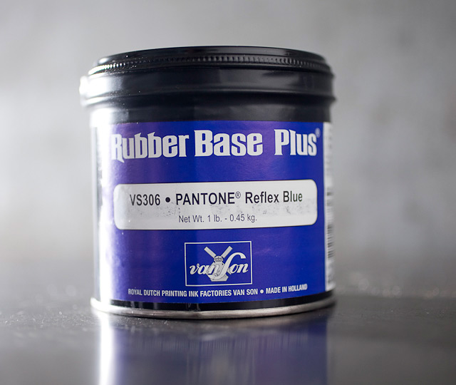 Letterpress Ink, rubber-based: Pantone Reflex Blue
