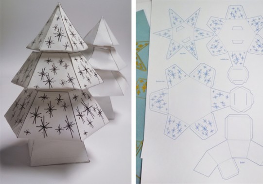DIY letterpress printed paper tree craft