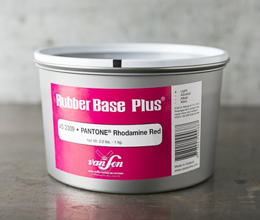 Letterpress Ink, rubber-based: Pantone Rhodamine Red