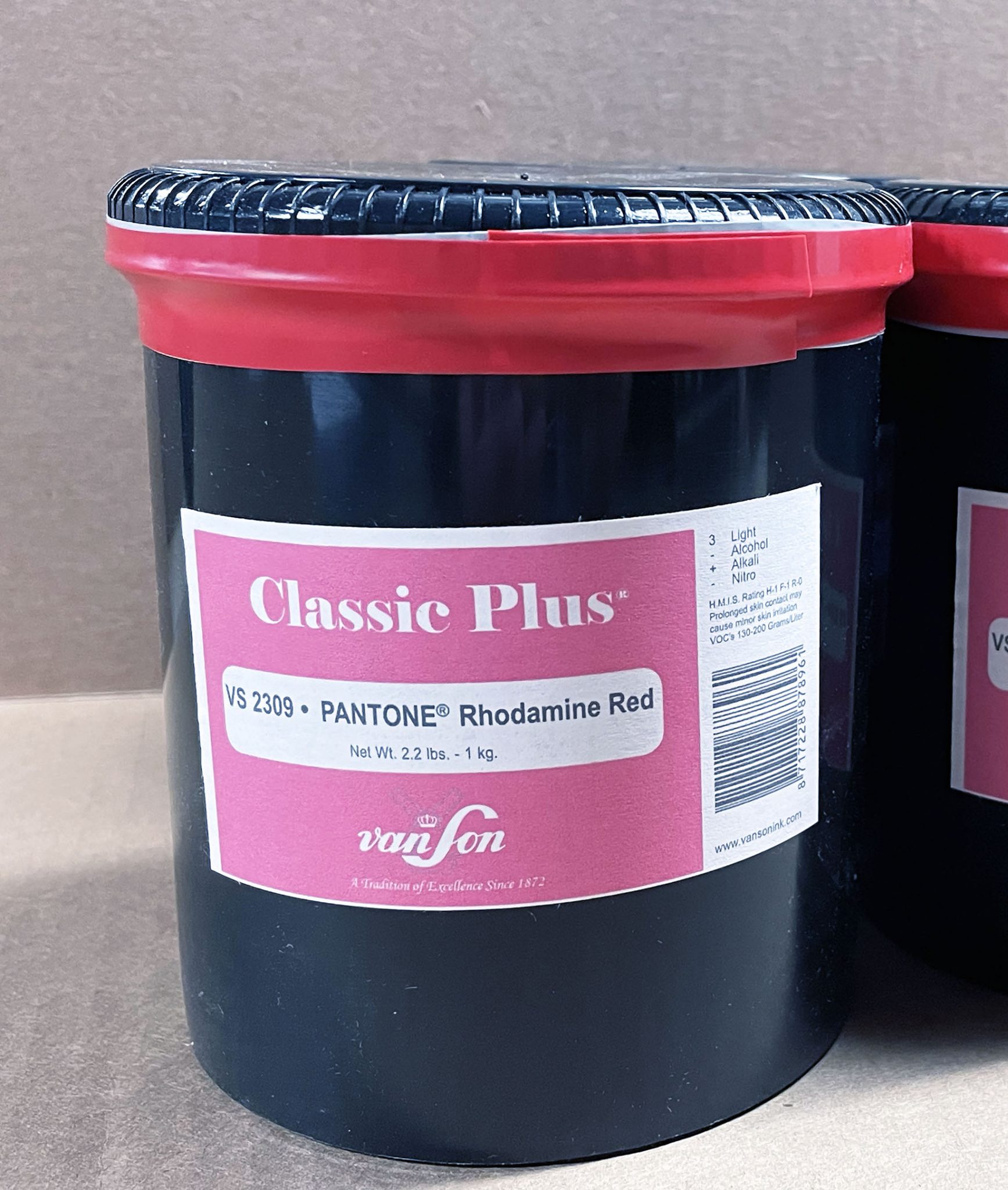 Letterpress Ink, rubber-based: Pantone Rhodamine Red