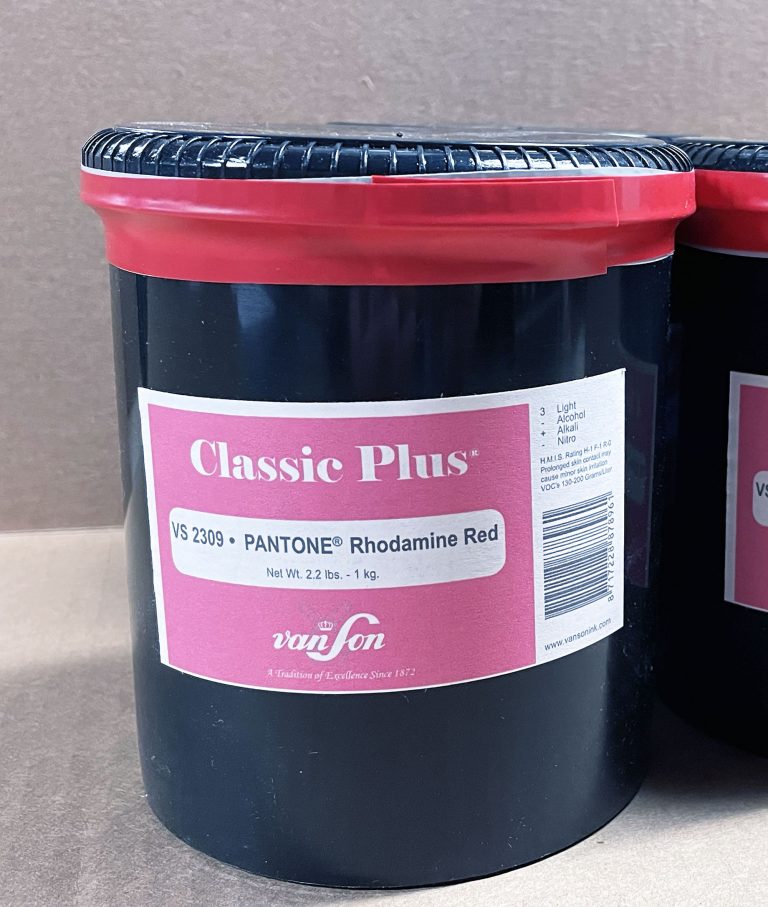 Letterpress Ink, rubber-based: Pantone Rhodamine Red
